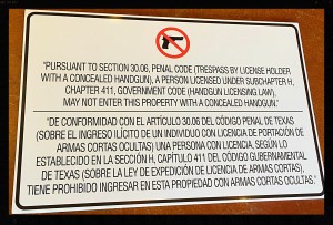 Texas Open Carry / Concealed Carry Signs - Austin Sign Co.